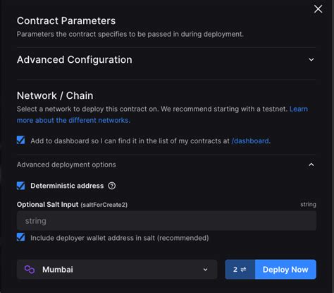 Deterministic Deployments From Dashboard