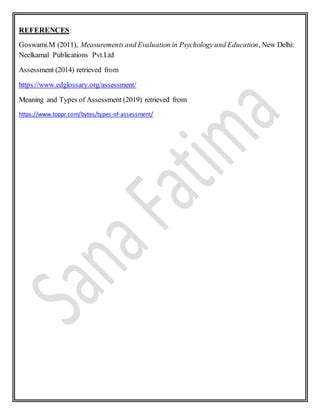 ASSESSMENT AND TYPES OF ASSESSMENT PDF