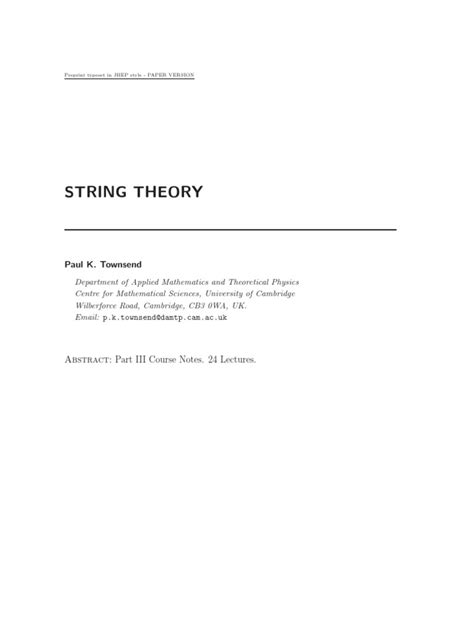 String Theory Pdf Noethers Theorem String Theory