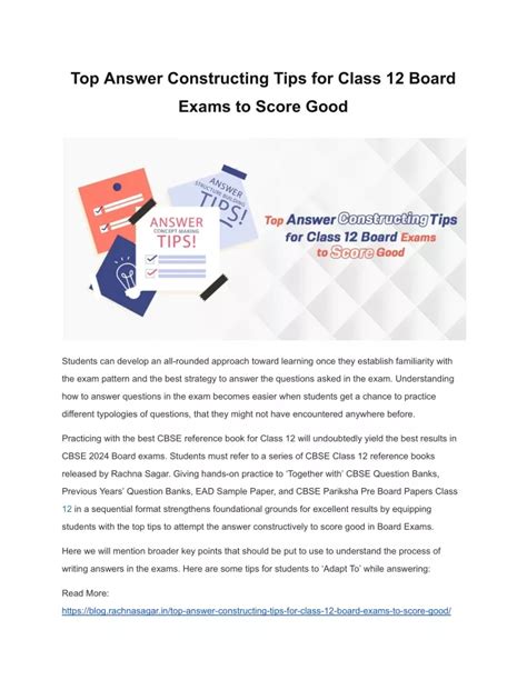 Ppt Top Answer Constructing Tips For Class 12 Board Exams To Score Good Powerpoint