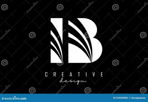 Creative White Letters IB I B Logo With Leading Lines And Road Concept