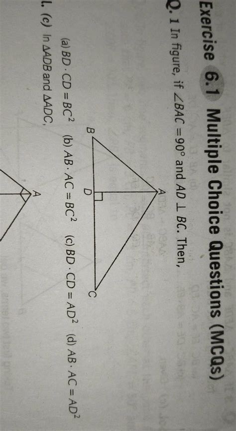 Exercise 6 1 Multiple Choice Questions Mcqs Q 1 In Figure If ∠bac 90∘