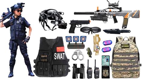 Special Police Weapons Toy Set Unboxing Glock Pistol Dagger Police Vest Youtube