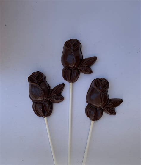 Chocolate Rose Pops Chocolate Rose Suckers Chocolate Rose Lollipop Etsy