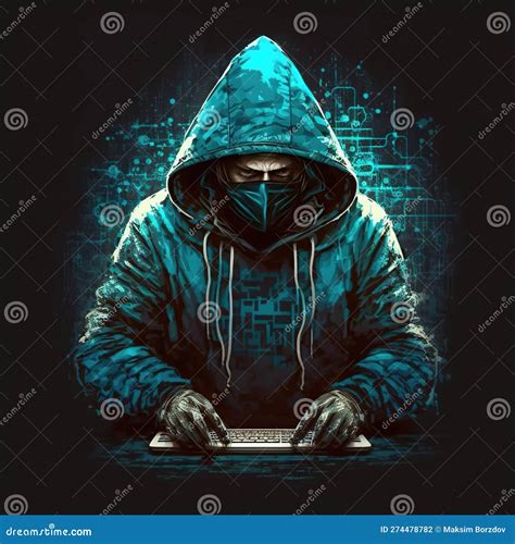 hacker using internet to hack abstract computer server hooded attacker