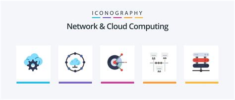 Network And Cloud Computing Flat 5 Icon Pack Including Storage Data Disk Computing Sharing