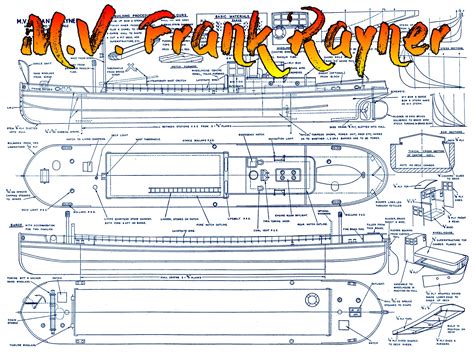 Full Size Printed Plan Canal Boat And Trent Barge Mv Frank Rayner Suit Vintage Model Plans