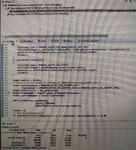 Iwr6843isk Ods Ccs Debugiwr6843 Error Terminates Execution Sensors Forum Sensors Ti E2e