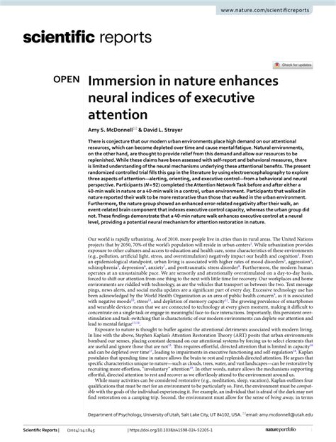 pdf immersion in nature enhances neural indices of executive attention