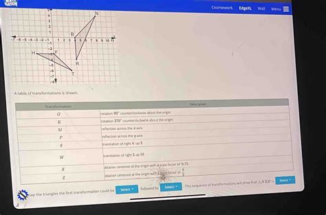 Solved Coursework Edgexl Wall Menu A Table Of Transformations Is Shown