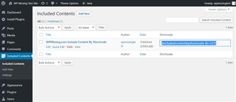 add any content to wordpress posts pages using shortcode wp missing