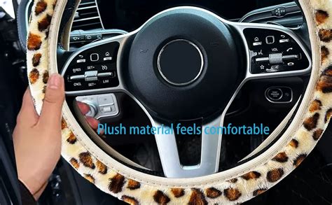 프린트 스티어링 휠 커버 유니버설 15 탄성 플러시 소프트 플러시 스티어링 휠 프로텍터 겨울에 Temu