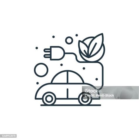 흰색 배경에 격리 된 전기 자동차 벡터 아이콘 개요 웹 사이트 디자인 및 모바일 응용 프로그램 개발을위한 얇은 라인 전기 자동차 아이콘 얇은 선 전기차 윤곽선 아이콘 벡터