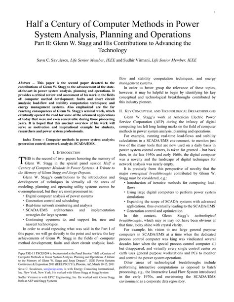 Pdf Half A Century Of Computer Methods In Power System Analysis