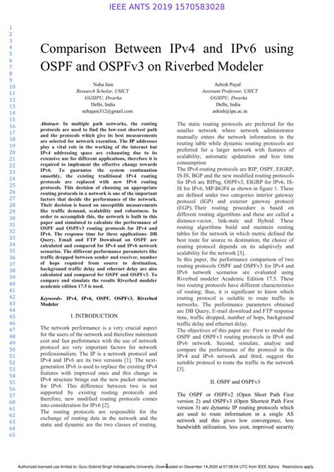 Pdf Comparison Between Ipv4 And Ipv6 Using Ospf And Ospfv3 On Riverbed Modeler