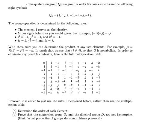 The Quaternion Group Q8 Is A Group Of Order 8 Whose