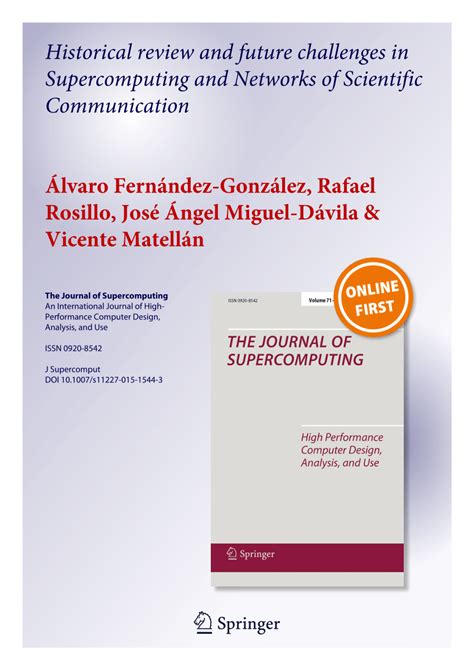 Pdf Historical Review And Future Challenges In Supercomputing And Networks Of Scientific