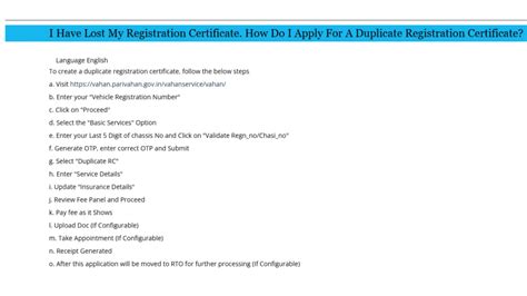 How To Get A Duplicate Rc Easy Step By Step Guide Vahan Info