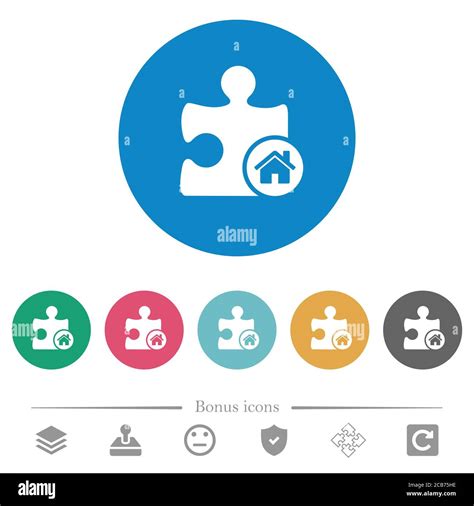 Default Plugin Flat White Icons On Round Color Backgrounds Bonus Icons Included Stock Vector