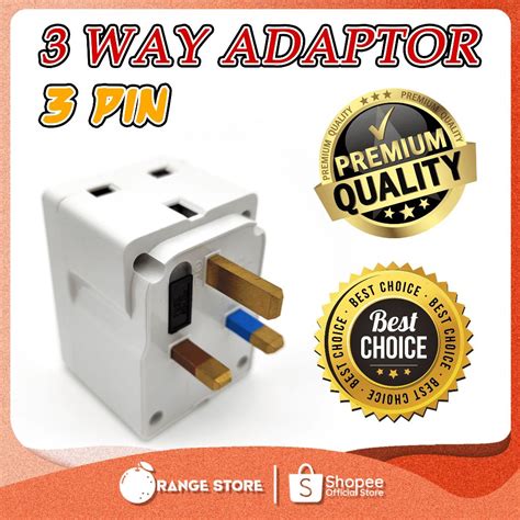 Sirim 3way Adapter Plug Adaptor Plug Travel 3 Way Plug Adapter 3 Pin Socket Plug 3 Way Adapter