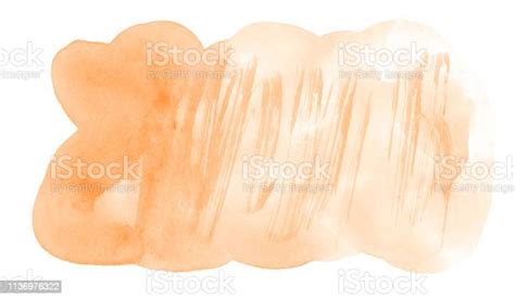 라이트 오렌지 수채화 손으로 그린 고립 된 세척 텍스트 디자인에 대 한 흰색 배경에 얼룩 벽지 라벨 브러쉬에 의해 만들어진 추상적 인 질감 0명에 대한 스톡 사진 및 기타