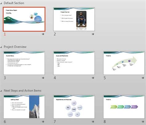 reordering sections in powerpoint 2013 for windows