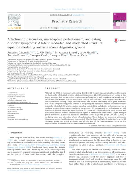Pdf Attachment Insecurities Maladaptive Perfectionism And Eating