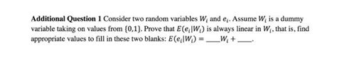 Solved Additional Question 1 Consider Two Random Variables