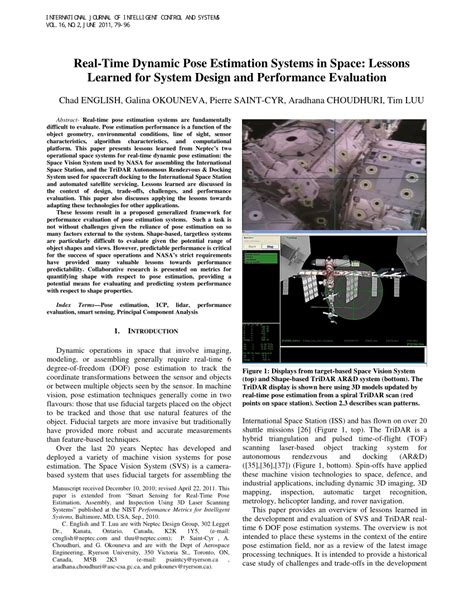 Pdf Real Time Dynamic Pose Estimation Systems In Space Lessons