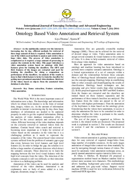 Pdf Ontology Based Video Annotation And Retrieval System