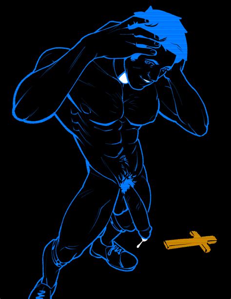 Rule 34 Blue Eyes Blue Hair Blue Outline Clerical Collar Dripping