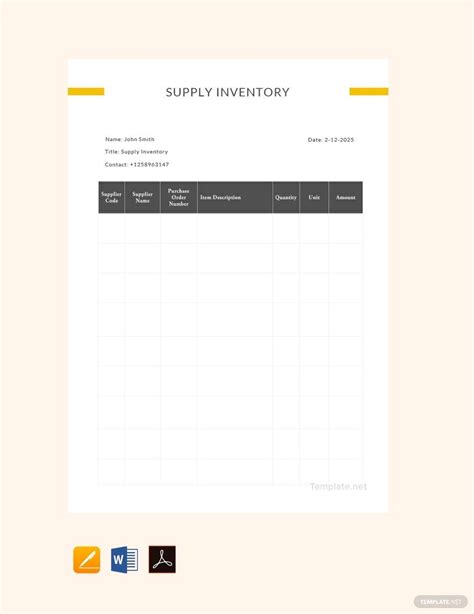 Free Simple Inventory Template Google Docs Google Sheets Excel Word Apple Numbers Apple Pages