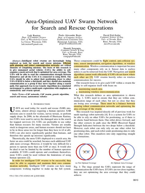 Area Optimized Uav Swarm Network Pdf Unmanned Aerial Vehicle