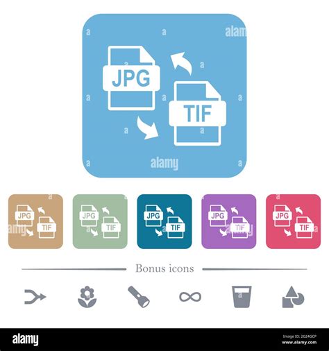  Tif File Conversion White Flat Icons On Color Rounded Square Backgrounds 6 Bonus Icons