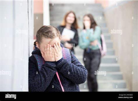 Girl Being Bullied At The School Educational School Isolation And