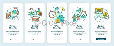 Types Of Etiquette Onboarding Mobile App Screen Stock Vector 5058697 Crushpixel