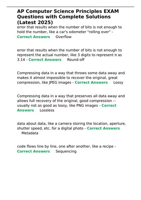 Ap Computer Science Principles Exam Questions With Complete Solutions