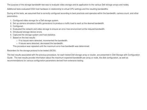 Storage Bandwidth And Configuration Test Sizing Guide—dell Emc Storage With Bosch Video
