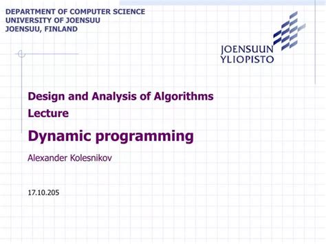 Ppt Design And Analysis Of Algorithms Lecture Dynamic Programming