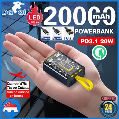 In Stock MAh Mini Power Bank Large Capacity PowerBank Fast Charging Transparent Comes