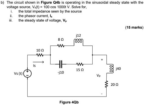 B The Circuit Shown In Figure Q4b Is Operating In The Sinusoidal Steady State With The Voltage