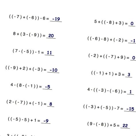 Math Worksheets Addition And Subtraction Negative Numbers Negative Numbers Worksheet Math