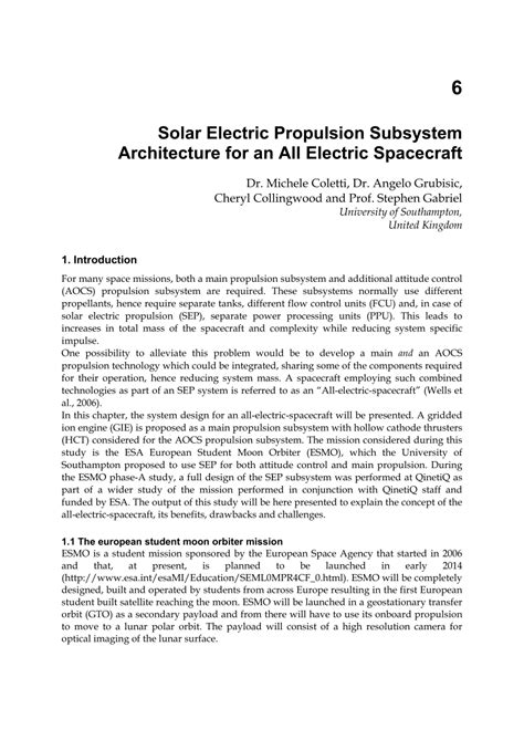 Pdf Electric Propulsion Subsystem Architecture For An All Electric Spacecraft