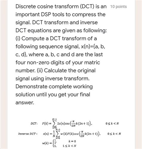 Solved Discrete Cosine Transform Dct Is An 10 Points