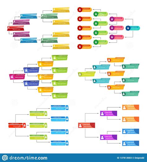 Set Of Six Colorful Business Structure Concept Stock Vector Illustration Of Layout Infochart