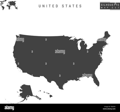 United States Blank Vector Map Isolated On White Background High Detailed Black Silhouette Map
