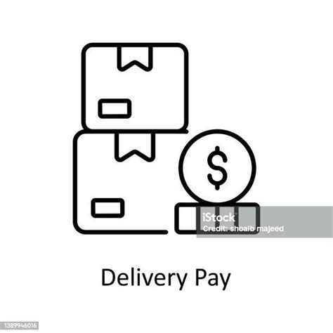 흰색 배경 Eps 10 파일에 격리 된 웹에 대한 배달 지불 벡터 개요 아이콘 0명에 대한 스톡 벡터 아트 및 기타 이미지