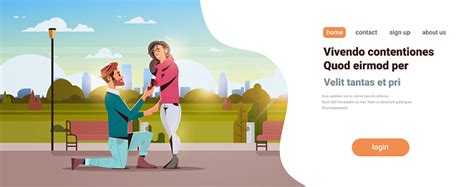 무릎을 꿇 고 남자 여자를 제안 하는 약혼 반지를 들고 그 복사 공간을 제공 하는 발렌타인 개념 도시 공원 도시 부부 사랑 결혼에 행복 한 결혼 가족에 대한 스톡 벡터 아트