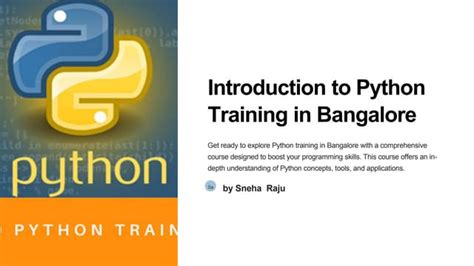 Introduction To Python Training In Bangalorepptx