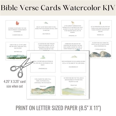 Printable Bible Verse Cards Kjv Watercolor Simplewithsix